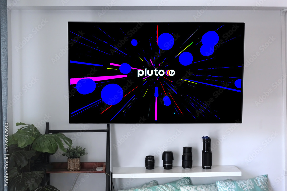 Hi, USA - May 21, 2020: Pluto TV cable service provider logo with ...