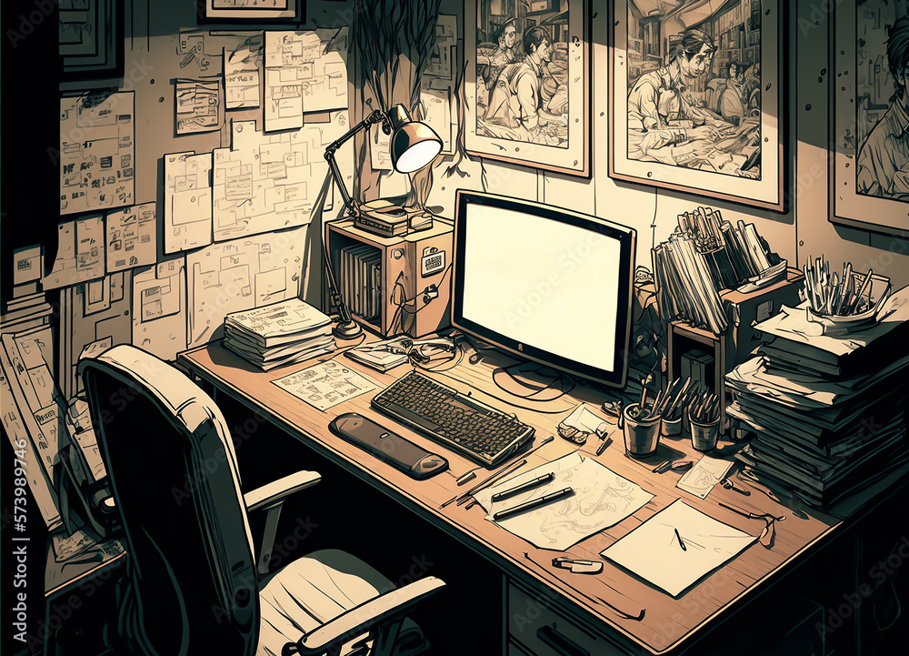 Comic Workstation Stock Illustration | Adobe Stock