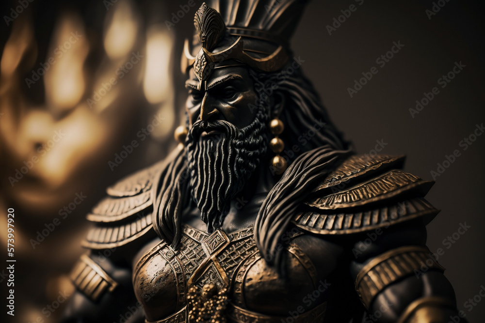 Black and gold sculpture of a sumerian god - Generated by generative AI ...