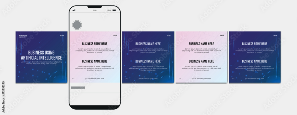 Carousel post template. Artificial intelligence, Instagram microblog ...