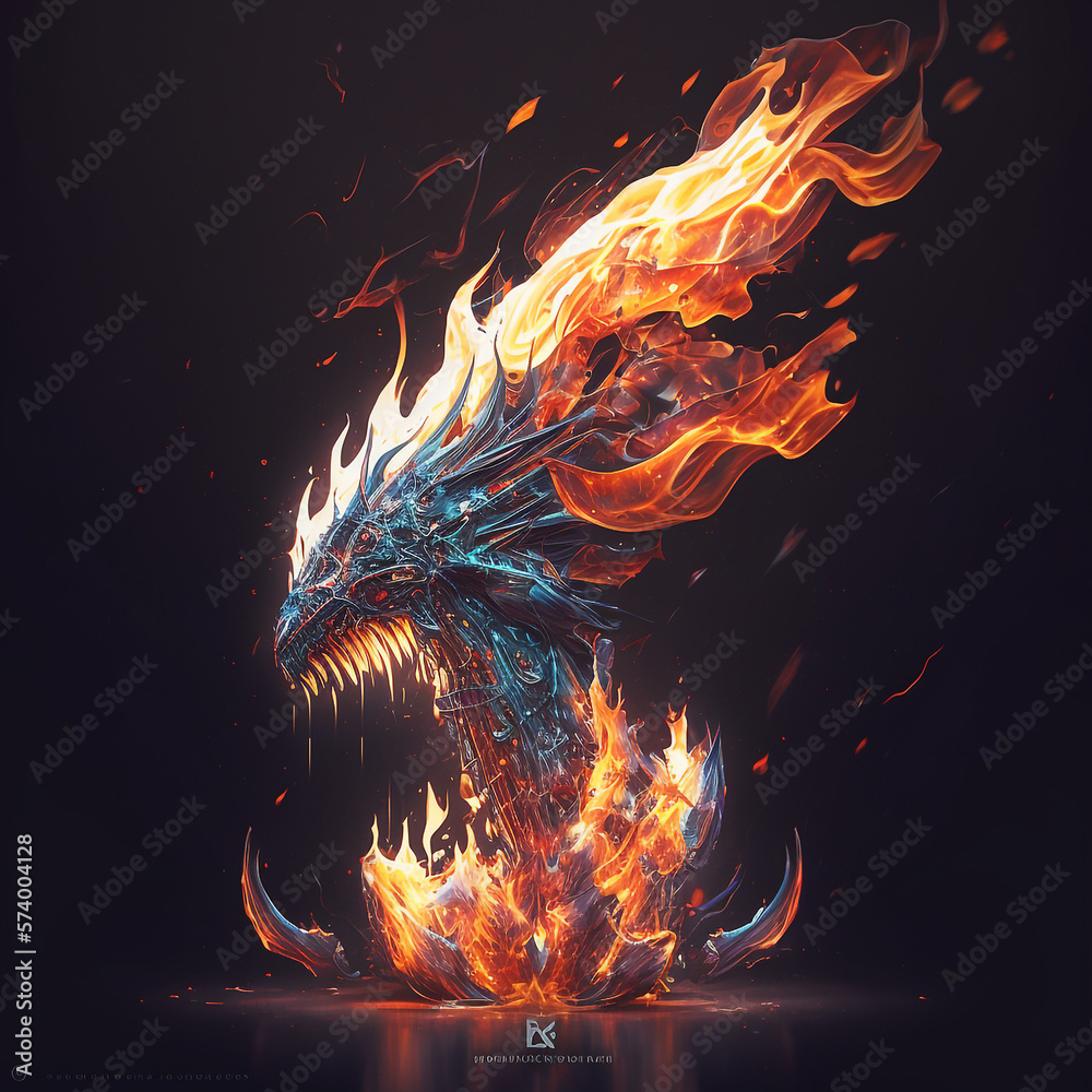 Fiery Dragon From The Depths- AI Generated Art- Concept Art- HD AI ...