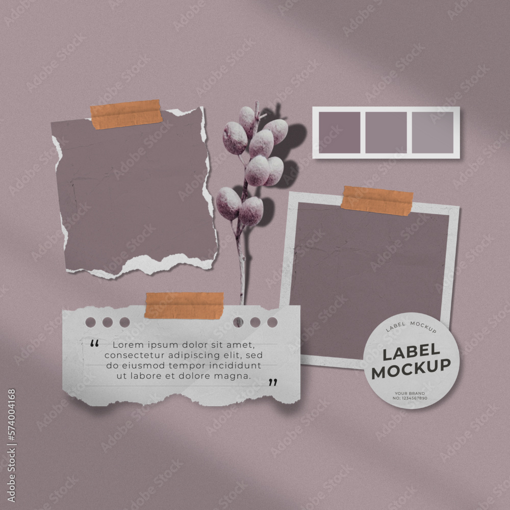 Realistic and Simple Photo frame Set Moodboard Mockup. Square Mood ...