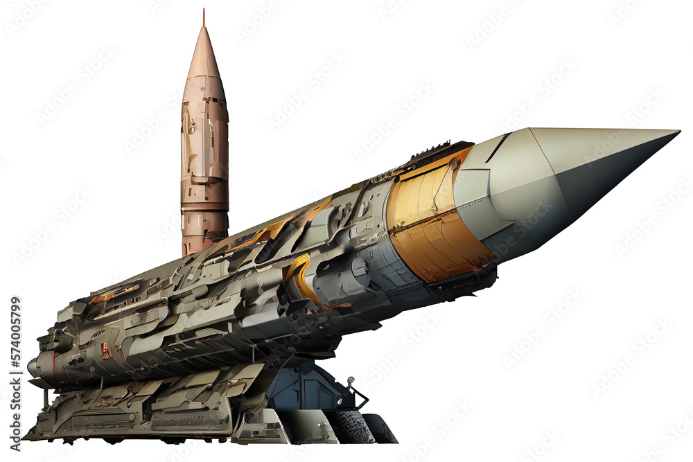 Intercontinental ballistic Missile launch, war, ICBM missile, transparent background. Generative ...
