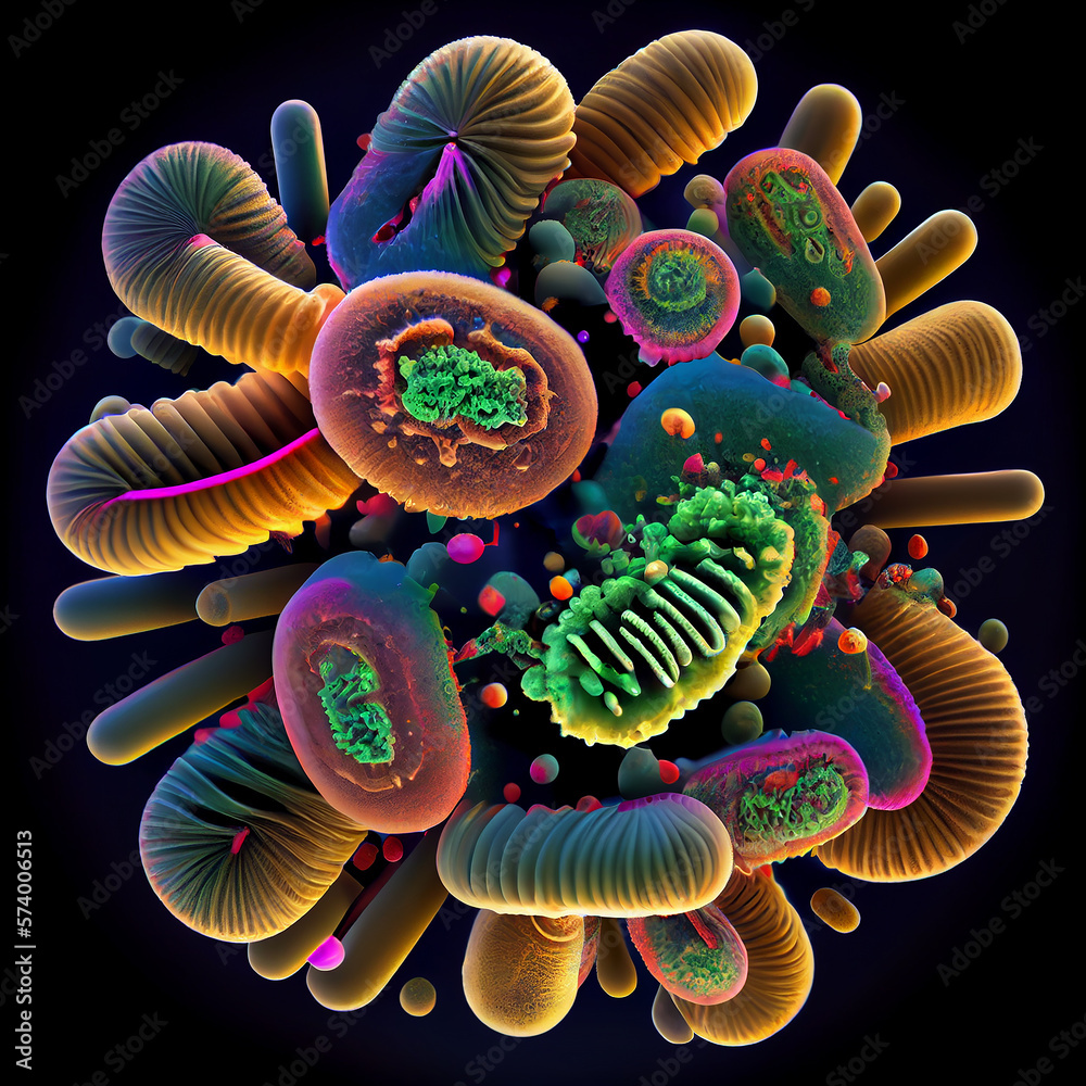 Multi shape of Bacteria and virus infection of microscopic background ...
