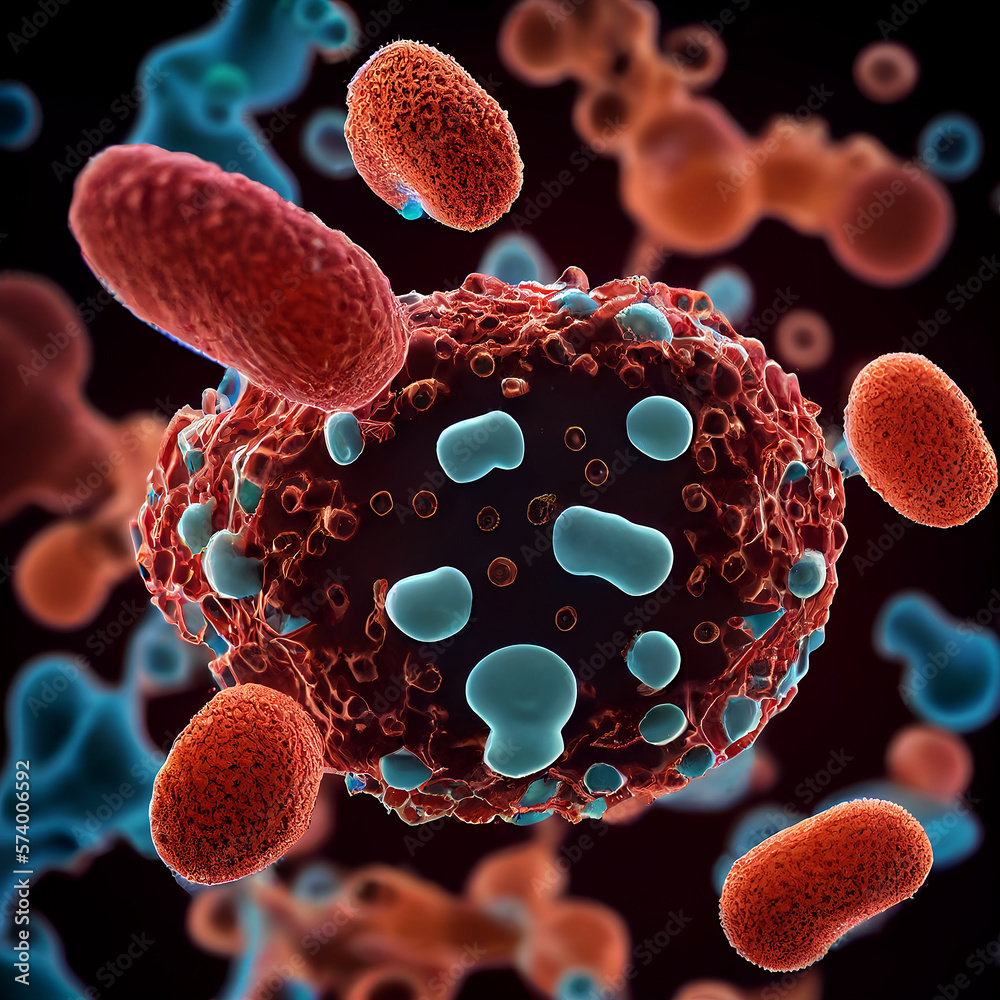 Multi shape of Bacteria and virus infection of microscopic background ...