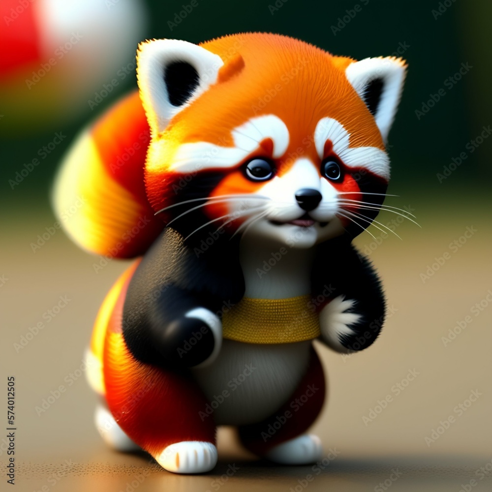 cute small humanoid cat red panda, , wearing a military cap, bosozoku ...