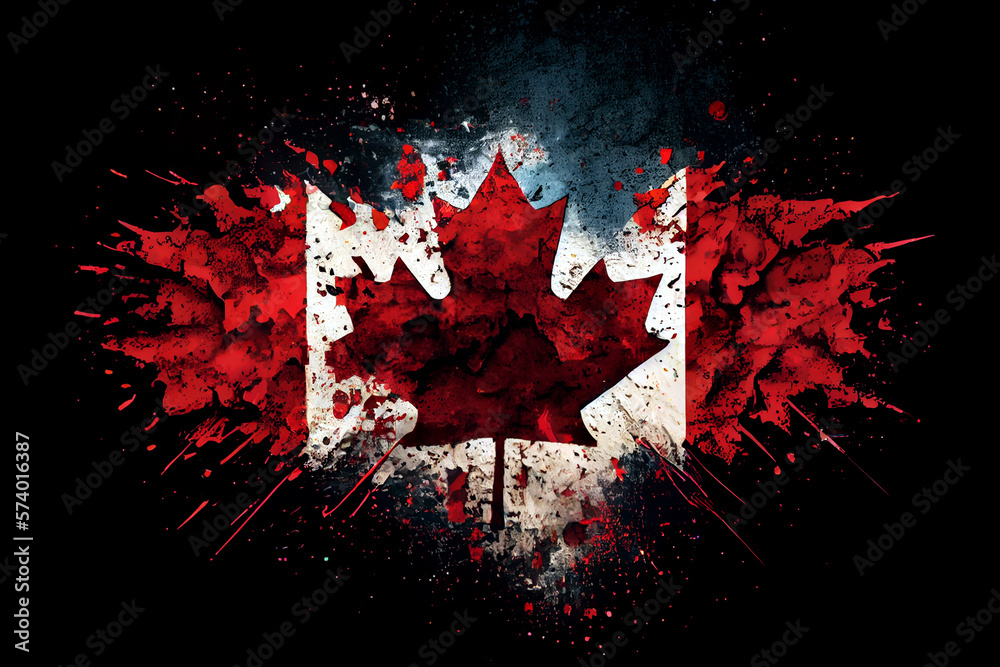 Illustration of the national flag of Canada made of big fireworks ...