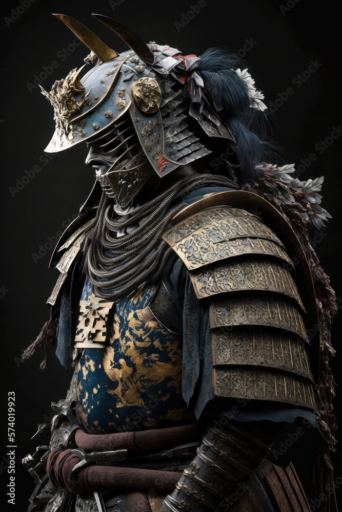 Samurai: The Noble Warrior of Ancient Japan on Black Background Stock ...