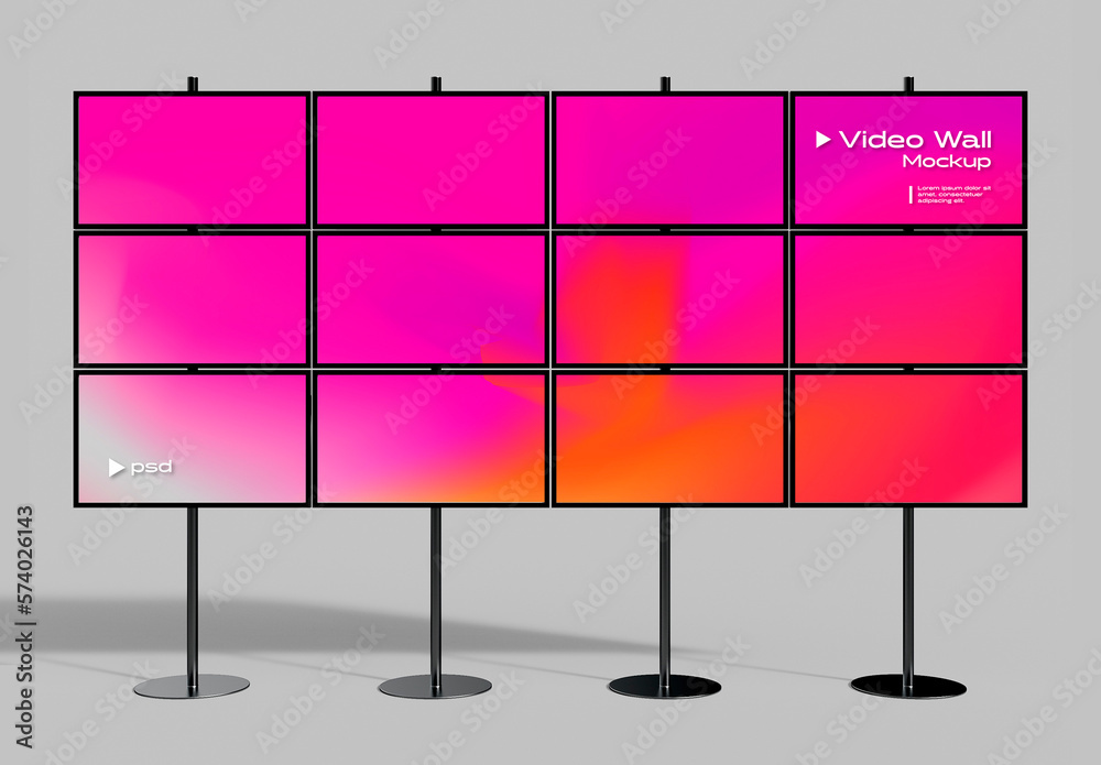 TV Panel Video Wall Mockup Stock Template | Adobe Stock