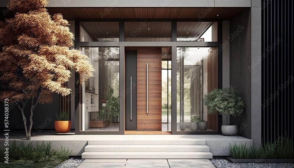Modern entrance, simple front door for a luxury house Stock ...