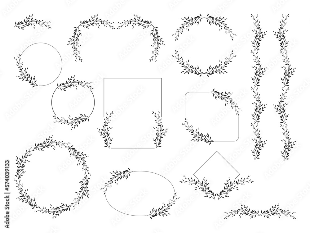 Botanical frames for wedding invitations and cards, logo design and ...