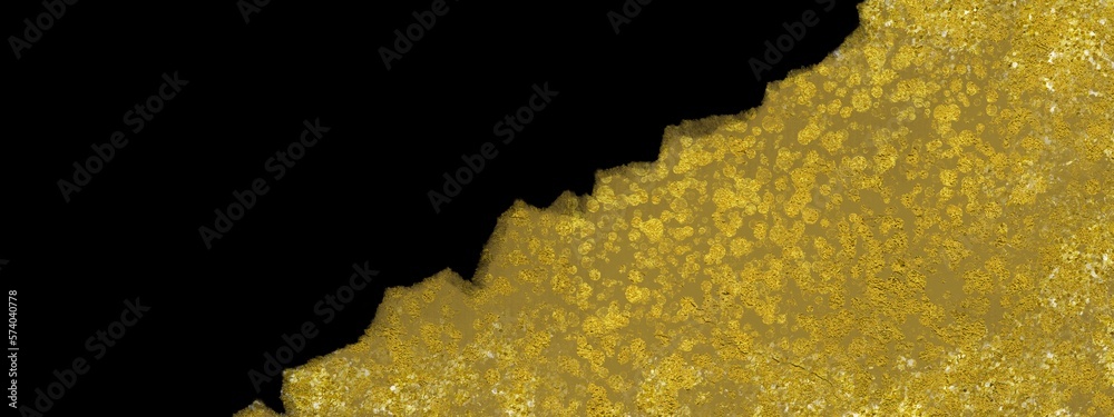 Gold torn paper texture, ripped papyrus with golden accent, black copy ...