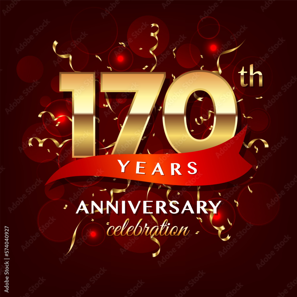 170th Anniversary logo design with golden number and red ribbon for ...