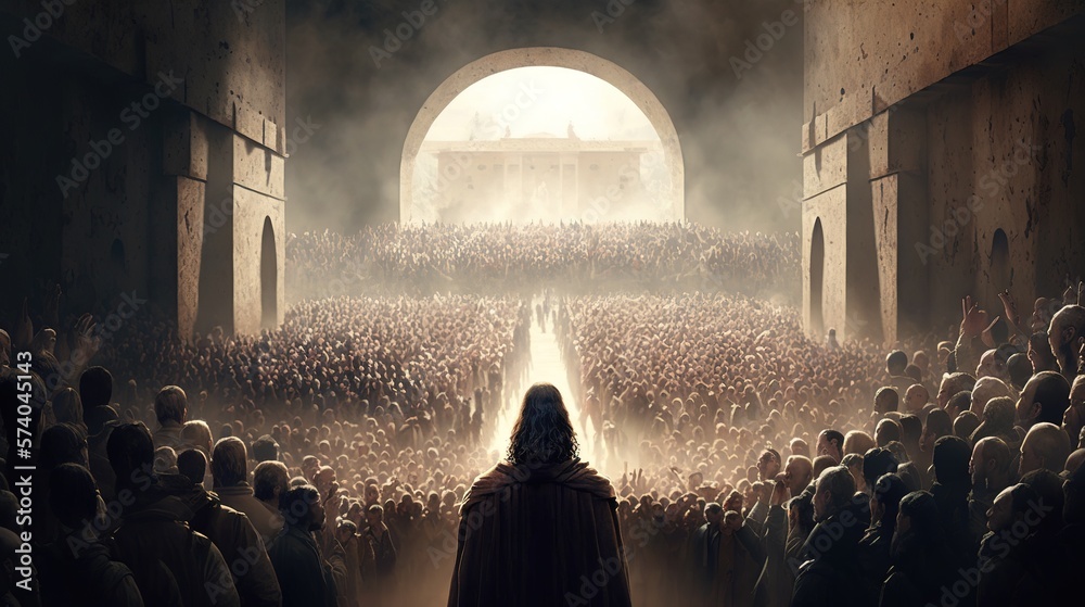 Illustration of Jesus in Jerusalem. Bible narratives on Easter and ...