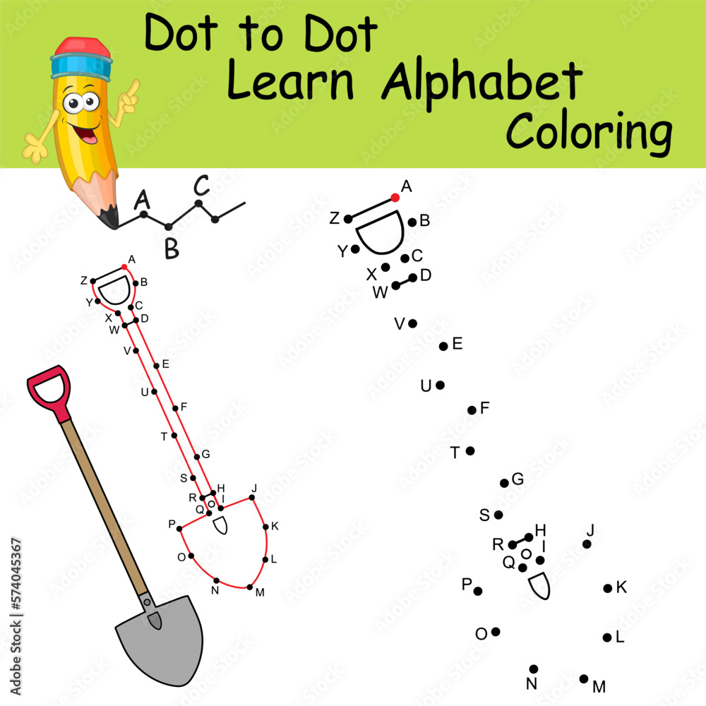 Dot to dot game with letters for kids. Learning the uppercase letters ...