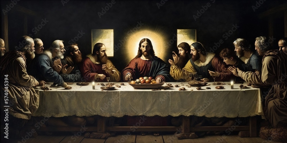 Poster The Last Supper with Jesus as a symbol of Easter and the ...