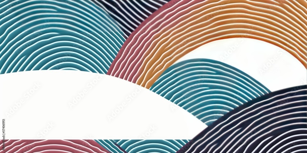 Waves in tropical colors and asian patterns, banner for Asian American ...