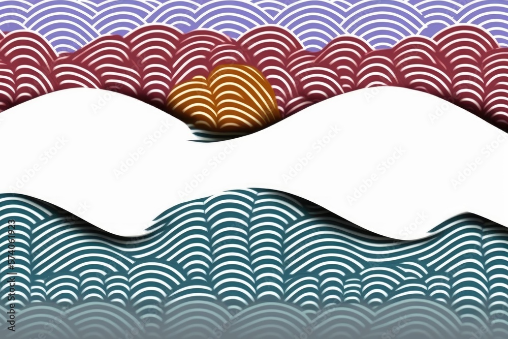 Waves in tropical colors and asian patterns, banner for Asian American ...