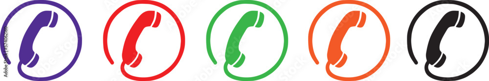 Horizontal set for colorful Phone icon set. Telephone symbol. Vector ...