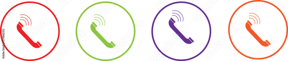 Horizontal set for colorful Phone icon set. Telephone symbol. Vector ...