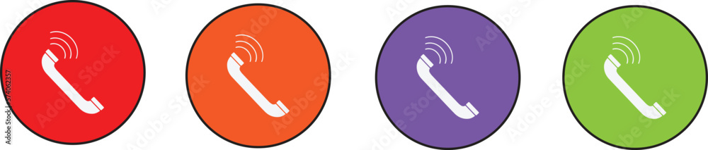 Horizontal set for colorful Phone icon set. Telephone symbol. Vector ...