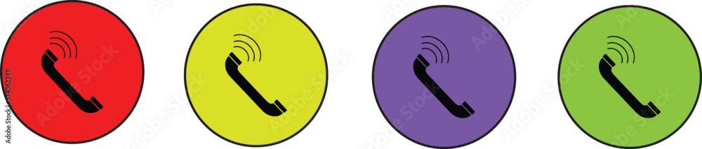 Horizontal set for colorful Phone icon set. Telephone symbol. Vector ...