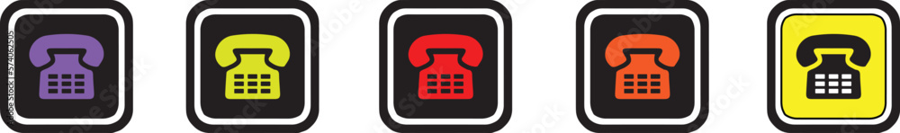 Horizontal set for colorful Phone icon set. Telephone symbol. Vector ...