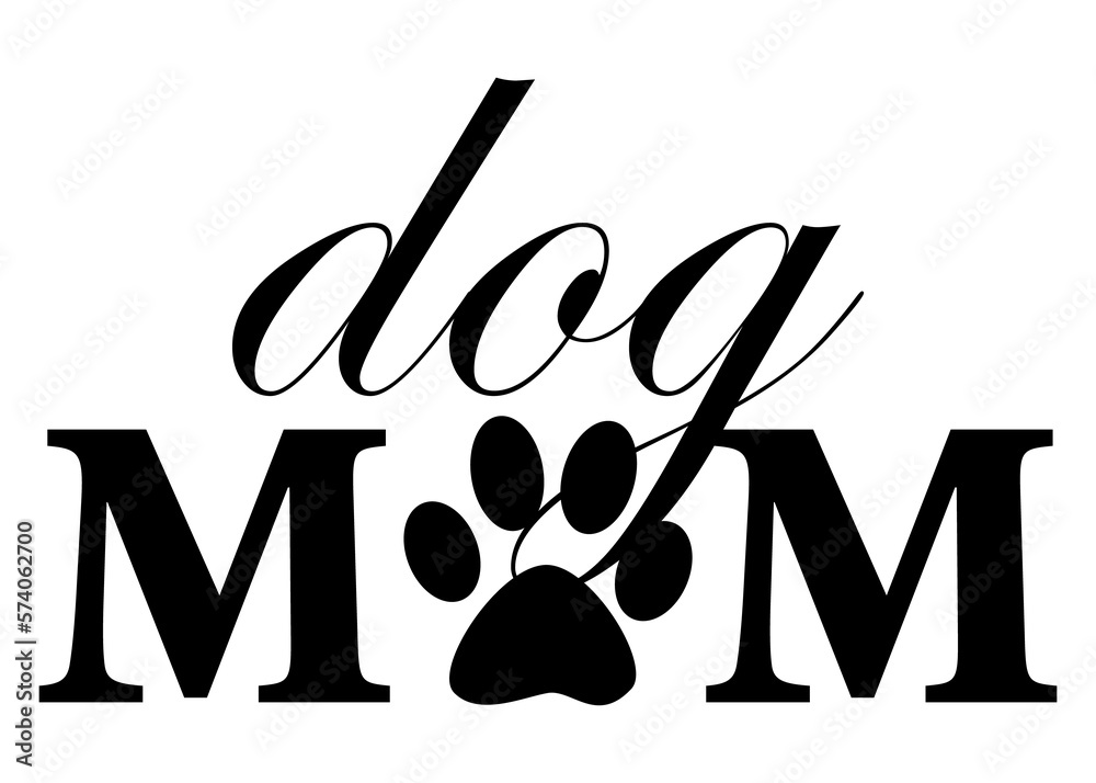 Logo pet friendly. Letras de la palabra dog mom en texto manuscrito con ...