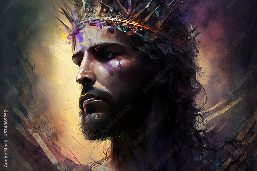 Christ the King in crown of thorns. Holy Week, Good Friday concept ...