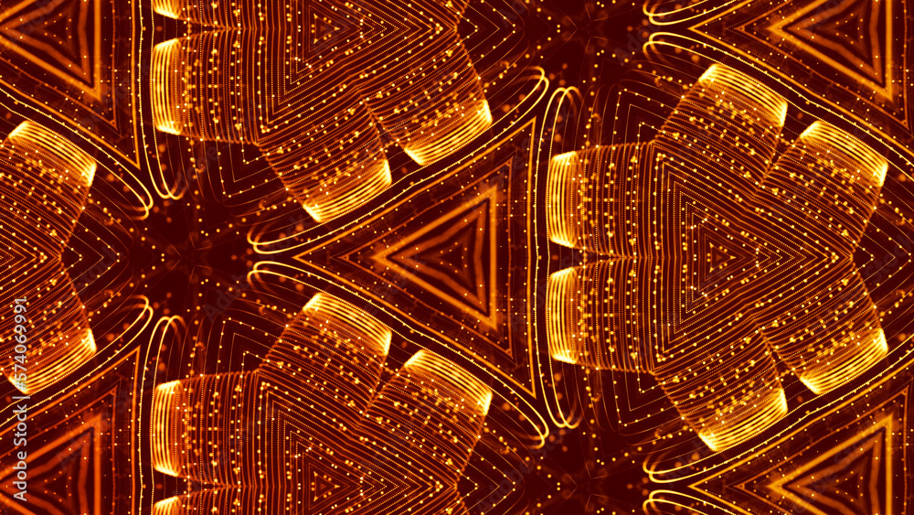 3d render. Gold motion design background with symmetrical pattern ...