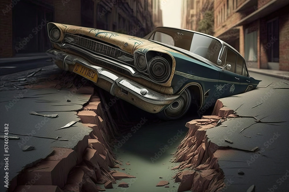 ai generative the car fell into the gap, the consequences of the ...