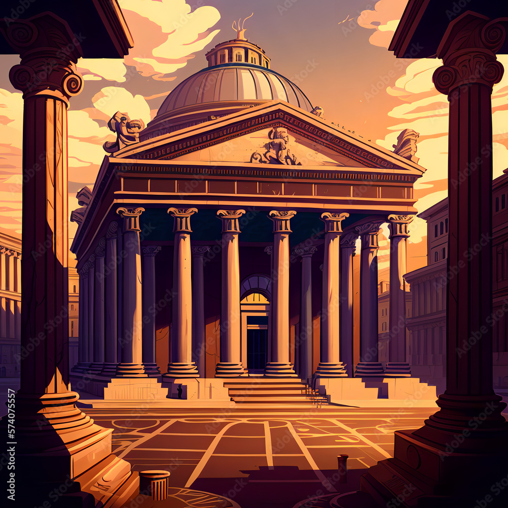 A digital illustration showcasing the architectural grandeur of the ...