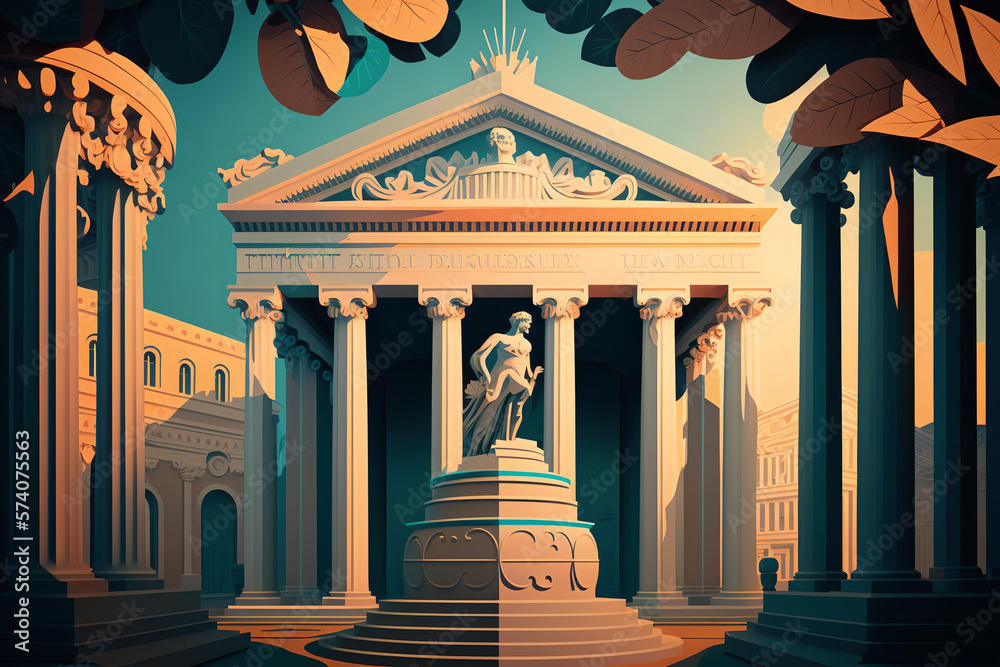 A digital illustration showcasing the architectural grandeur of the ...