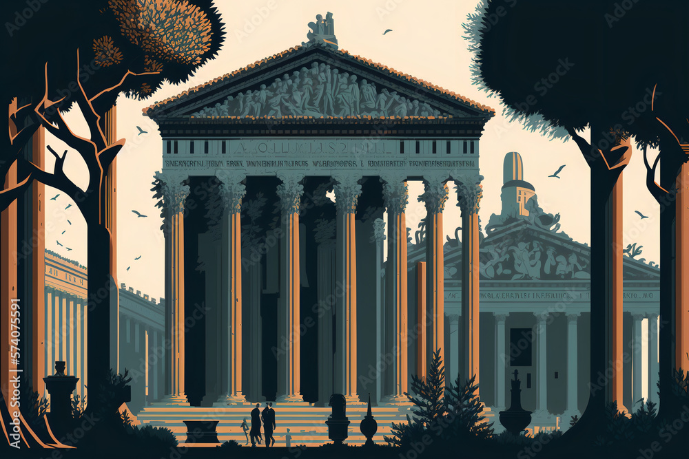 A digital illustration showcasing the architectural grandeur of the ...