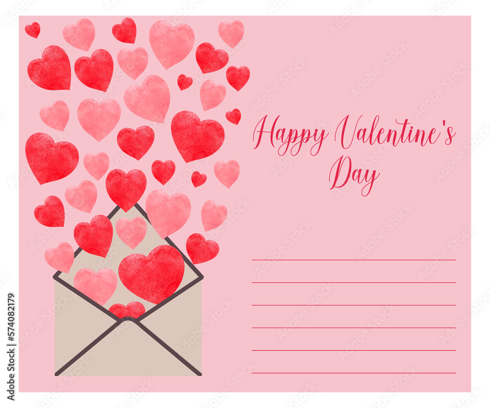 Ilustracion vectorial del dia de San Valentin. Sobre lleno de corazones ...