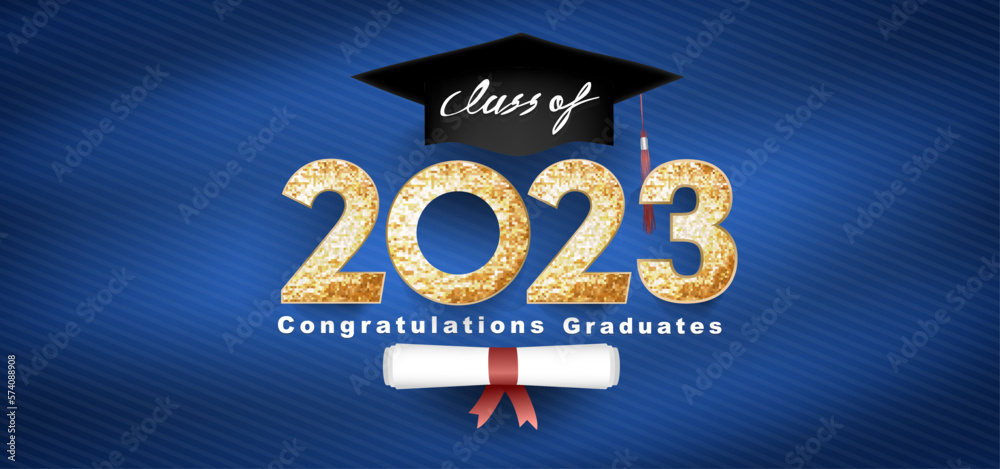Class of 2023 Vector text for graduation gold design, congratulation ...