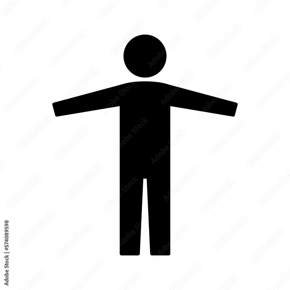basic simple human being individual man male person with open arms icon ...