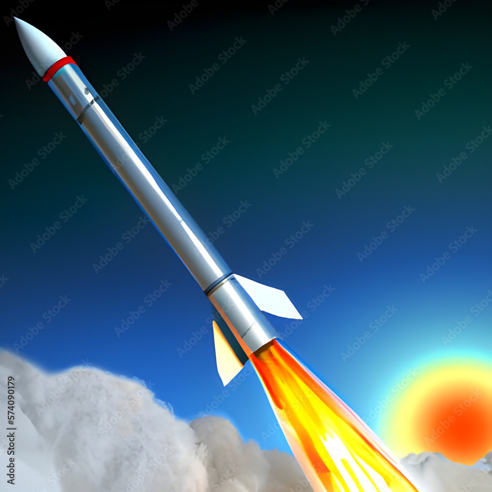 AI generative illustration of cartoon missile launch. Stock ...