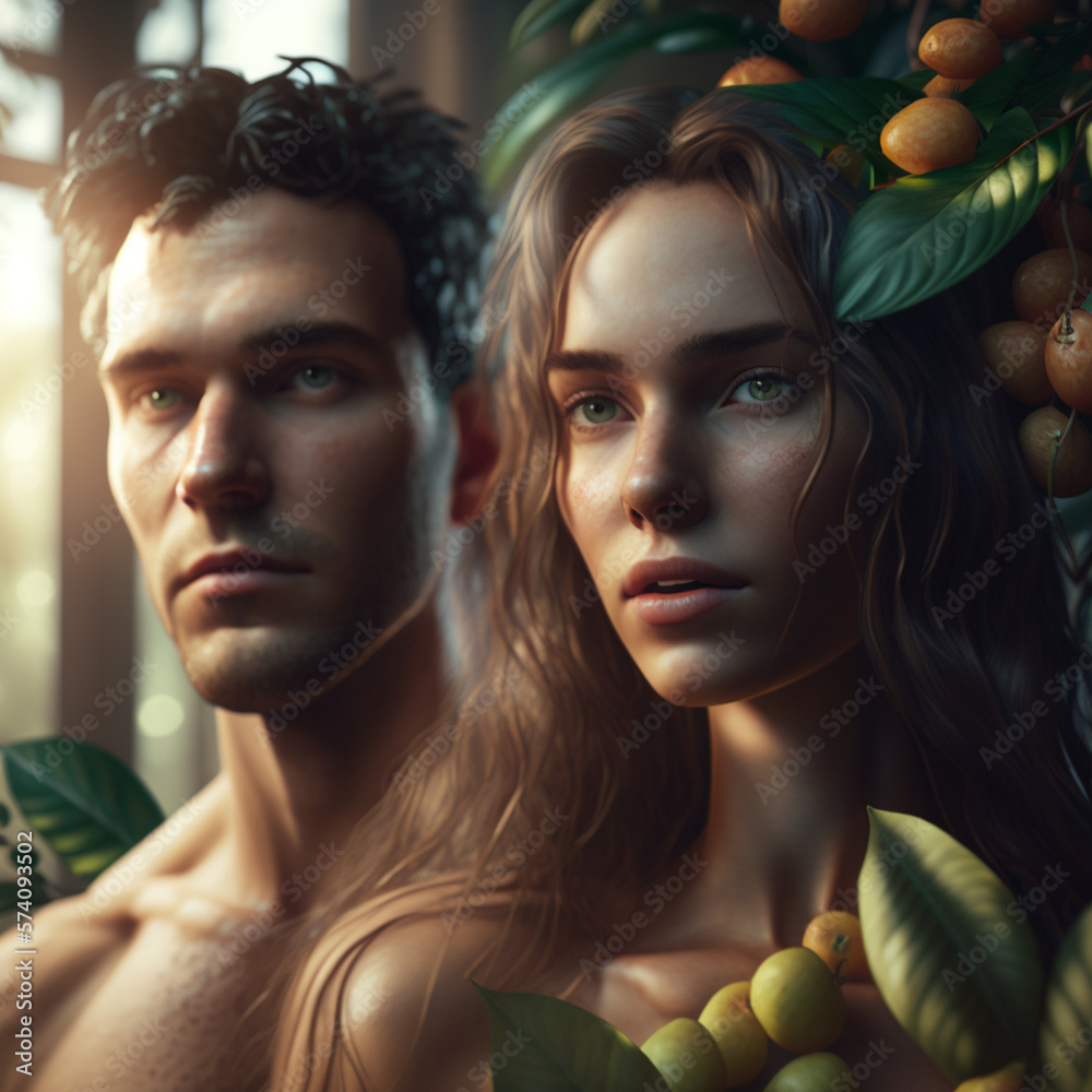 Adam and Eve by AI Stock Illustration | Adobe Stock