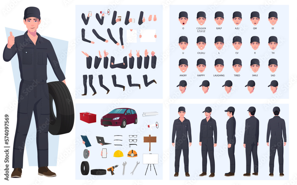 Auto Mechanic Character Creation Set, Mechanical Engineer Pack with ...