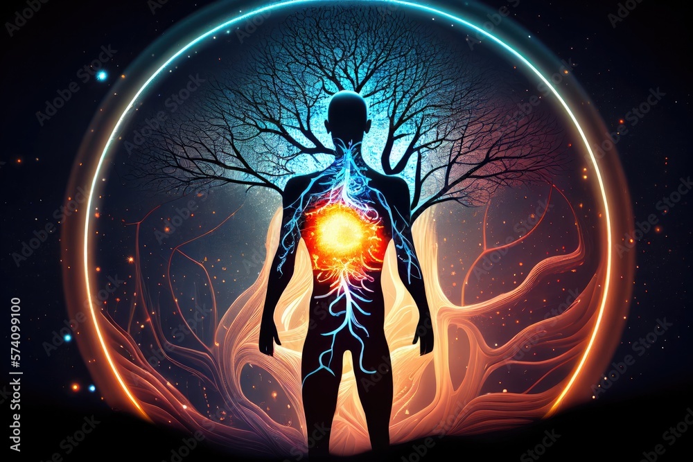 Silhouette of human astral human body concept image for near death ...