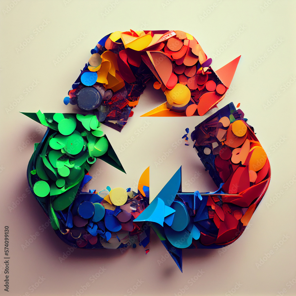 Recycle symbol made of a lot of recycle plastic material Stock ...