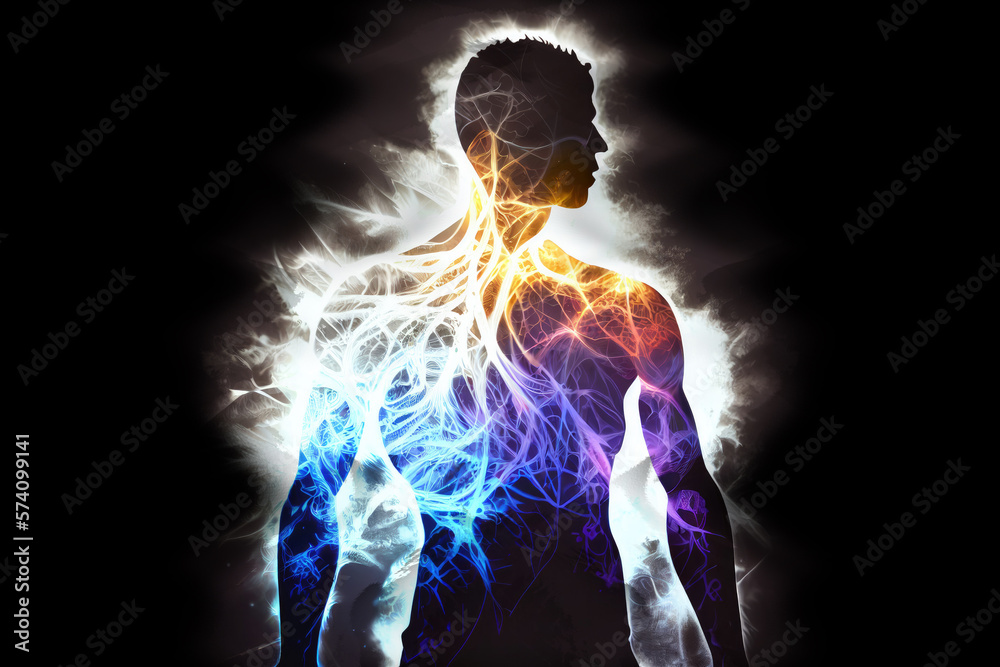 Silhouette of human astral human body concept image for near death ...
