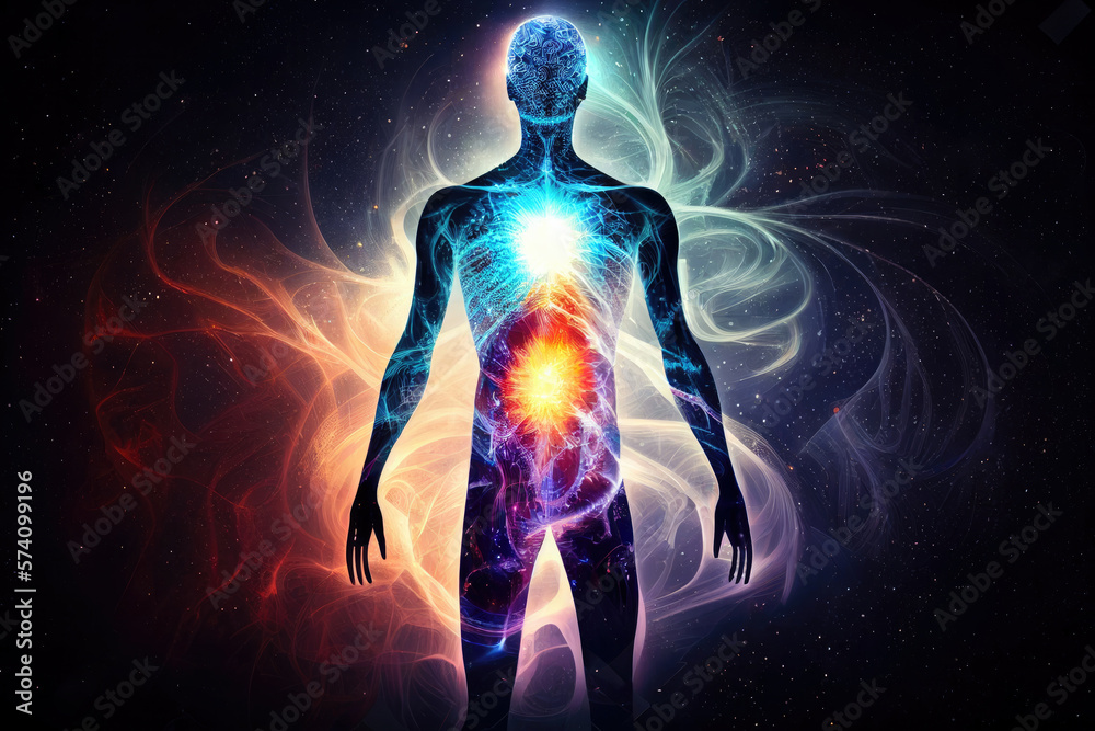 Silhouette of human astral human body concept image for near death ...