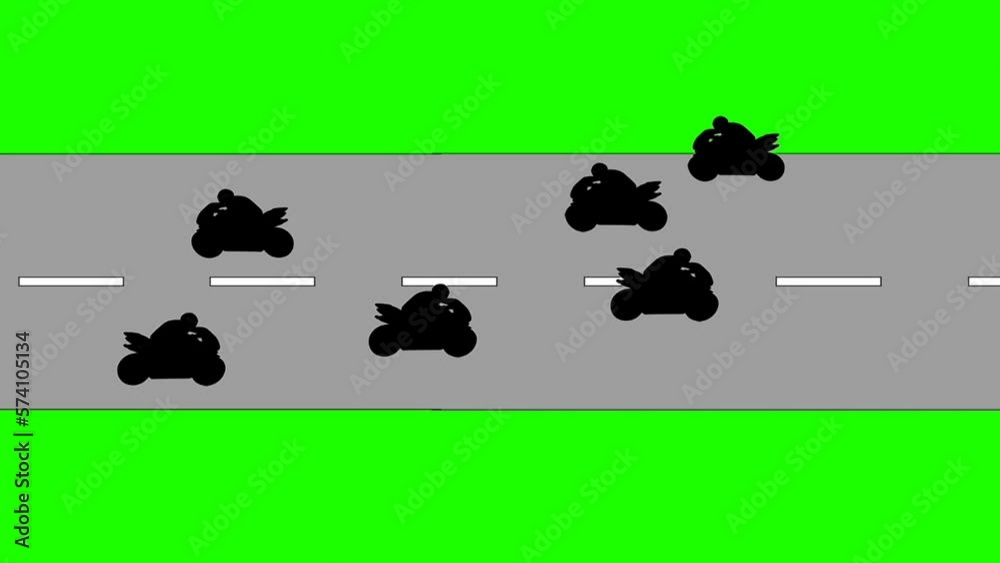 Animated videos and illustrations of two-wheeled driving on the highway ...