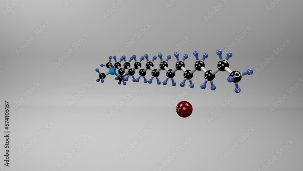 Stockvideo Cetyltrimethylammonium bromide molecule. Molecular structure ...