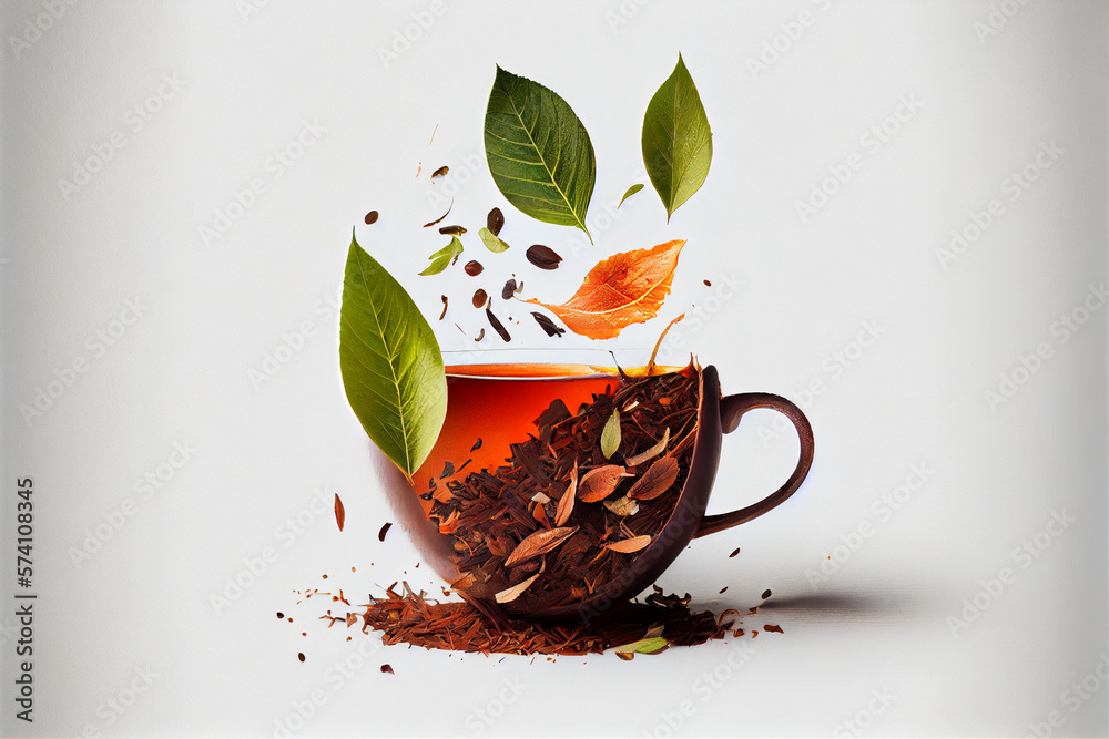 Herbal tea leaves on white background Stock Illustration | Adobe Stock