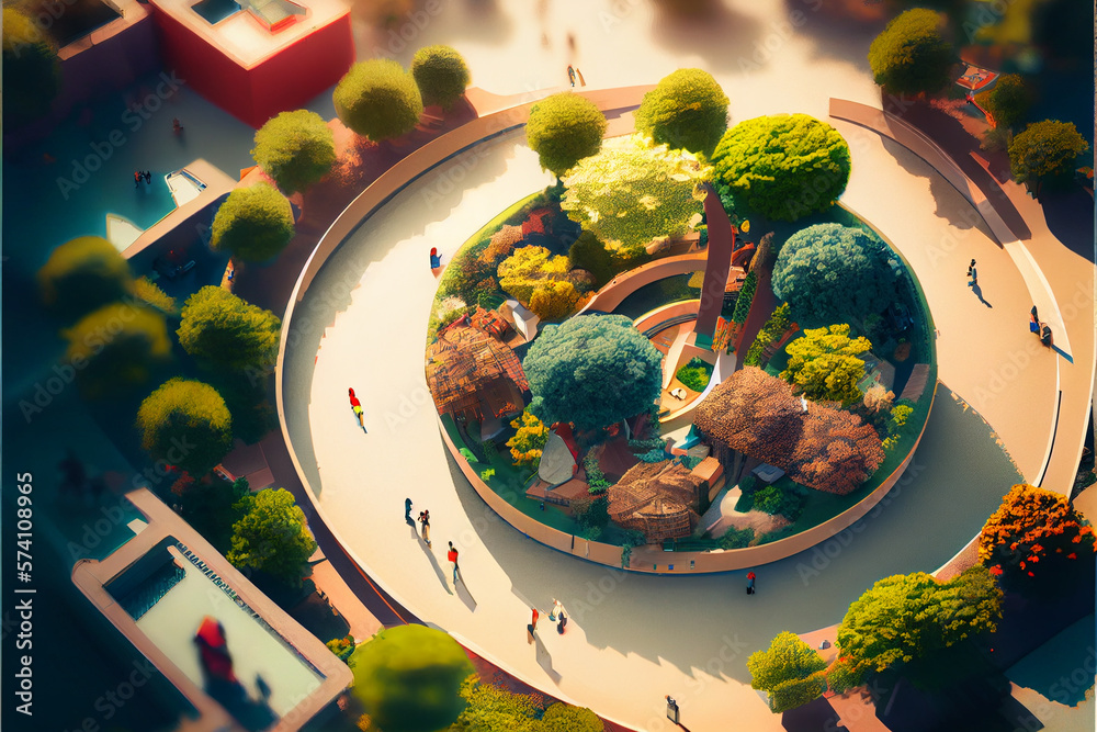 Ilustrace „Top down view of a conceptual harmony city, organic shapes ...