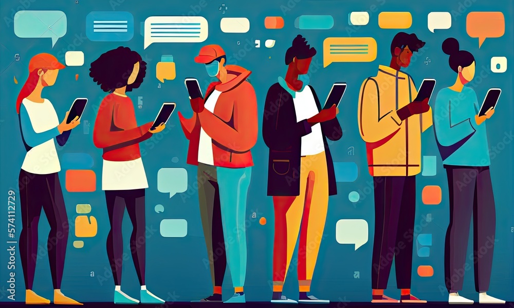 People are using smart phones, reading news and texting message to ...