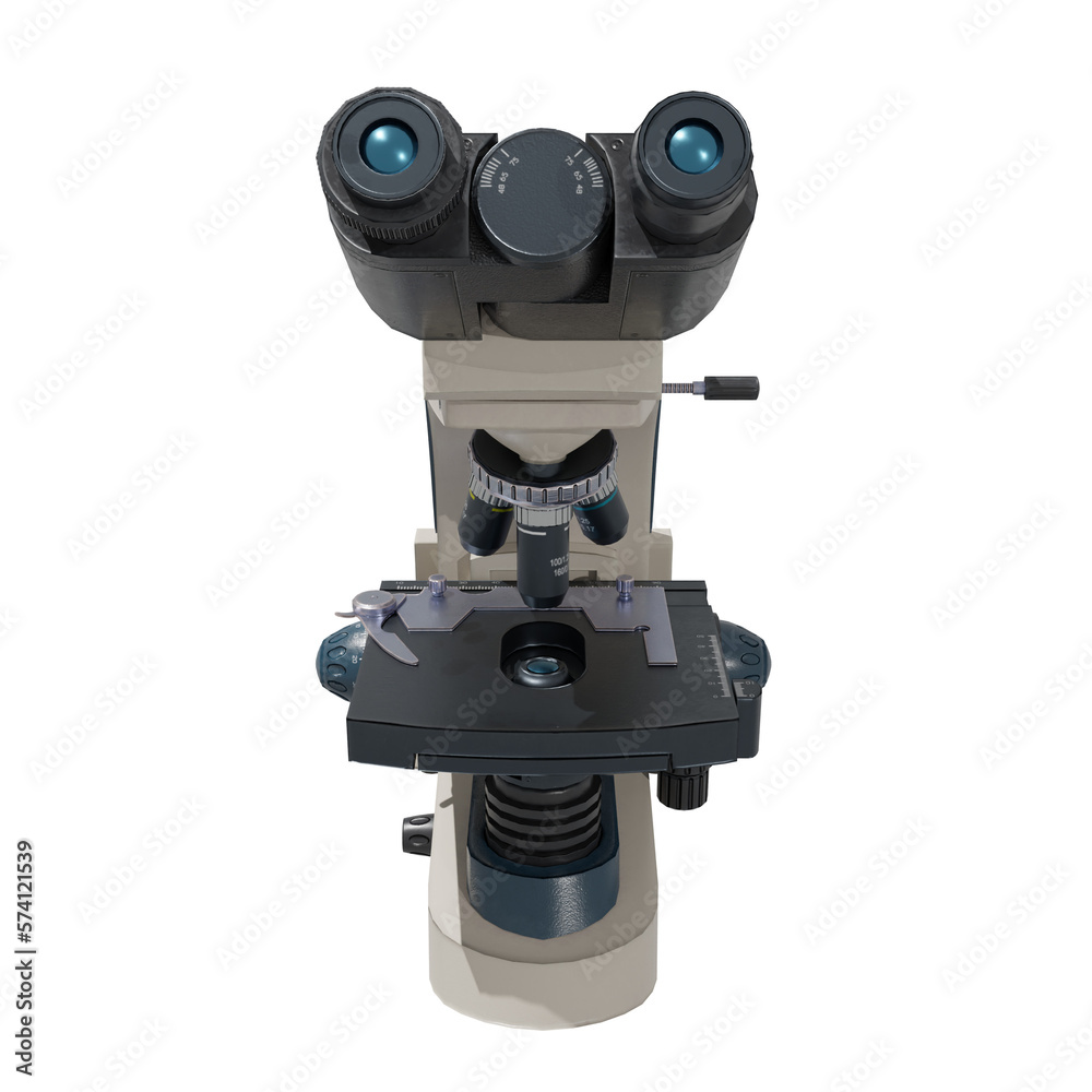Front microscope modern view concept 3d science chemistry render model ...